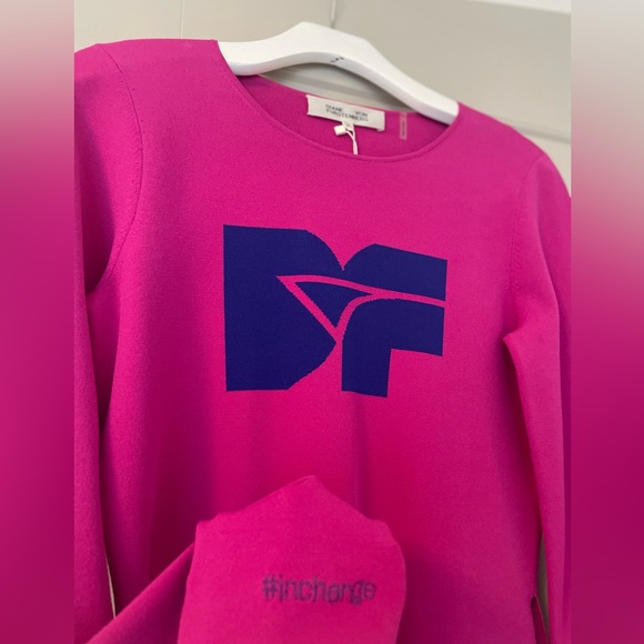 Diane Von Furstenberg | Sweaters | Nwt Dvf Logo In Ribbon Pink Electric ...